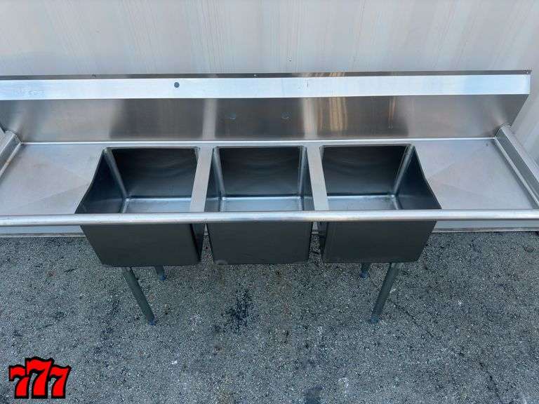 Stainless Steel 3 Tub Sink - 777 Auction Company