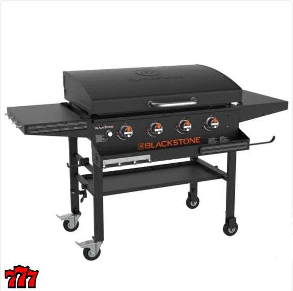New Unused Blackstone 36in. Griddle with Hinged Hood, Front Shelf and ...