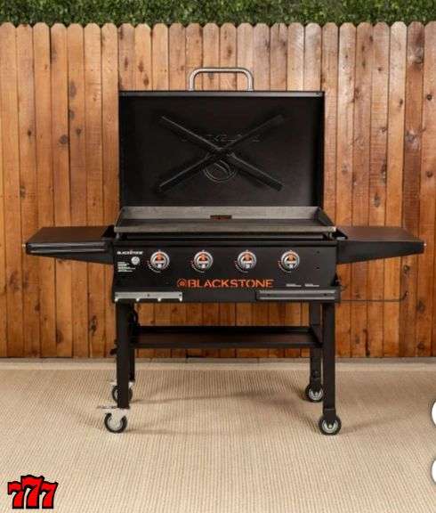 New Unused Blackstone 36in. Griddle with Hinged Hood, Front Shelf and ...