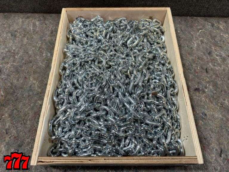 New Unused 49’ x 5/16” Manganese Steel Safety Chain - 777 Auction Company