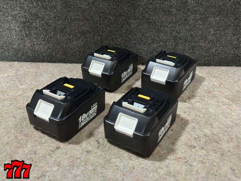 3 New Unused 6.0Ah Batteries & (1) 3.0Ah Batteries - 777 Auction Company