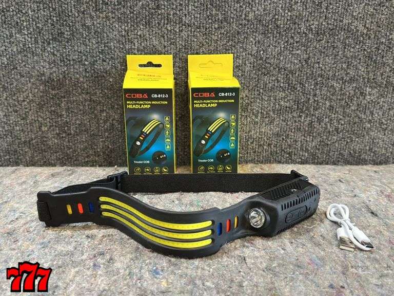 3 New Unused Coba Rechargeable Headlamps - 777 Auction Company
