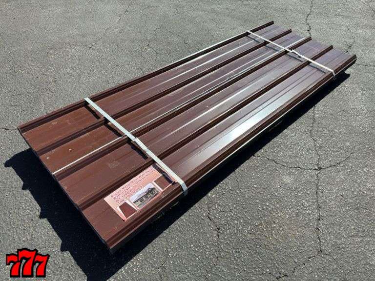 70 New Unused 36” x 8’ Brown Metal Roof/Wall Panels - 777 Auction Company