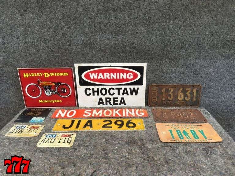 11 Collectible Signs/License Plates - 777 Auction Company