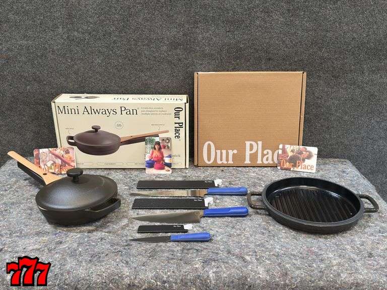 1 New Unused Our Place 1.2qt Mini Always Pan, 1 Cast Iron Hot Grill & 3 ...