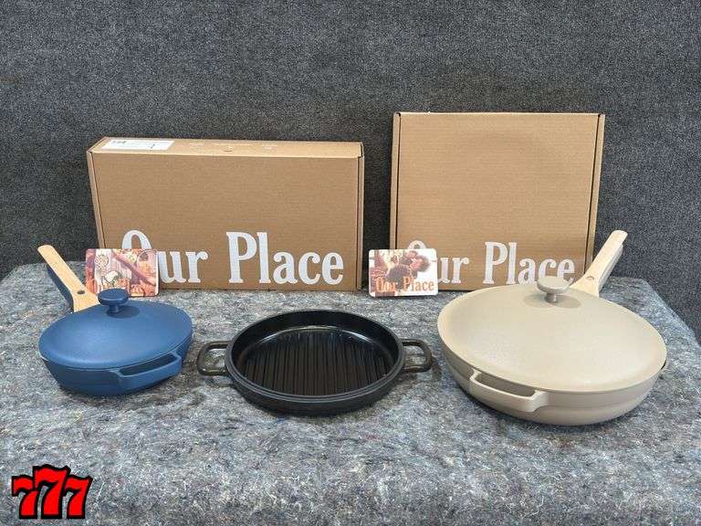 1 New Unused Our Place 1.2qt Mini Always Pan, 1 Cast Iron Hot Grill ...