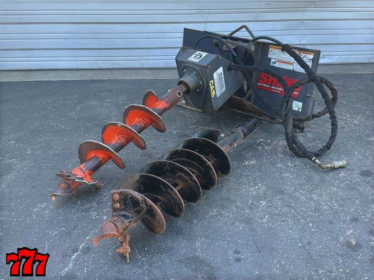 Skid Steer Post Hole Auger Drive w/ 12” & 10” Augers - 777 Auction Company