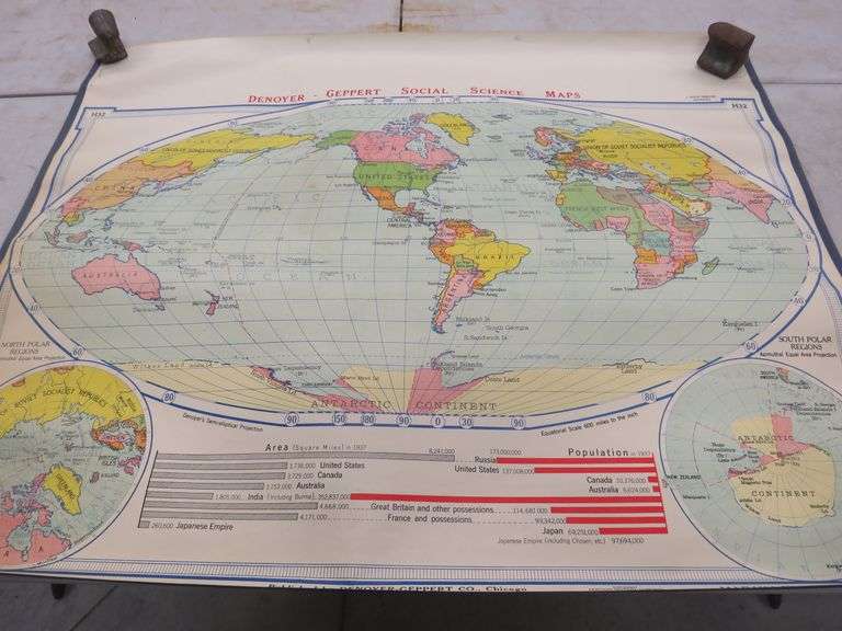 35 1/2" x 44" map from the Denoyer-Geppert Company (1916-1985) entitled ...