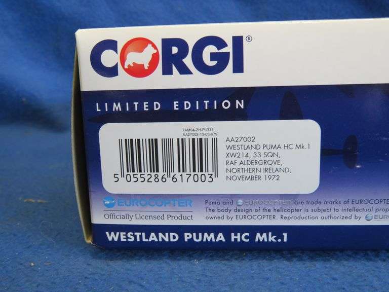 Corgi 1:72 Westland Puma Die-Cast Model Helicopter - AAA Auction and Realty