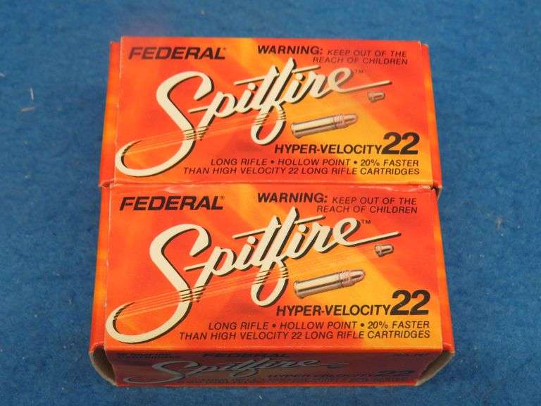 Two boxes of 50 each (100 total) Federal 22 cal. LR Spitfire rounds ...