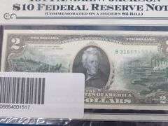 Three colorized $2 bills, one colorized $1 bill, and one $2 Star Note ...