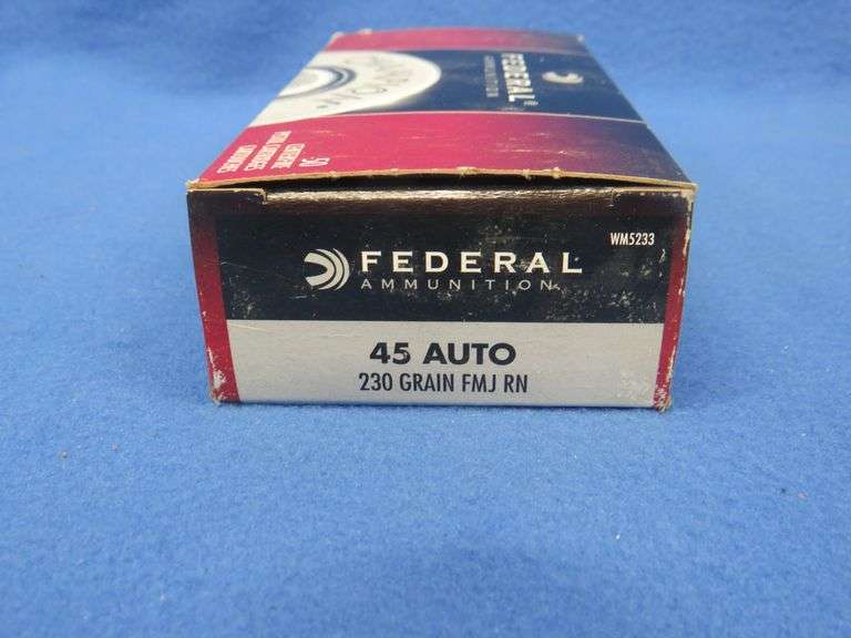 Federal 45 auto. 230-grain. Full box of 50 rounds. - AAA Auction and Realty