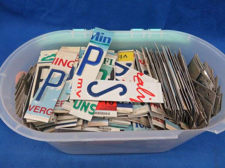 License plate letters and numbers in a Sterilite container - AAA ...