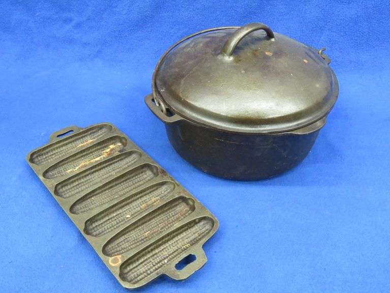 Cast iron Wagner Ware 5-qt Dutch oven with lid and an unmarked cast ...
