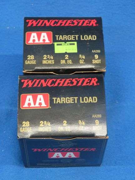 Two boxes (50 total) of Winchester AA 28-gauge #9 shotgun shells - AAA ...