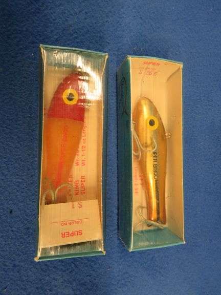 Two 4 3/4" Super Bingo Baits in original boxes - AAA Auction and Realty