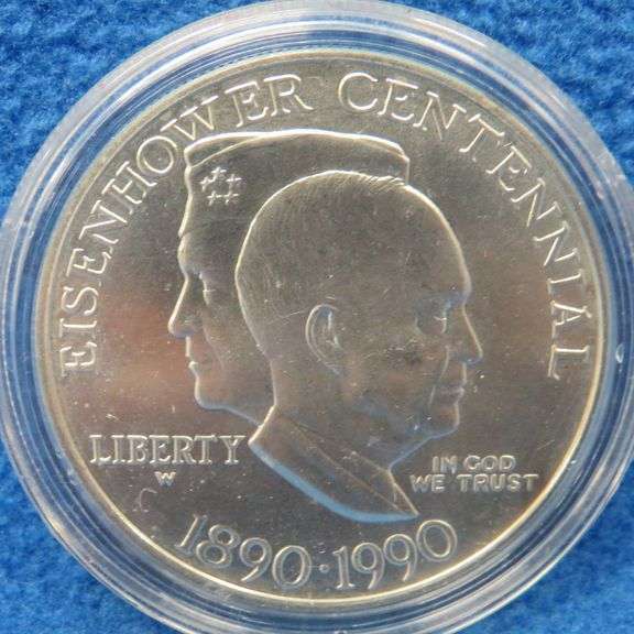 1990 W Eisenhower Centennial BU silver dollar - AAA Auction and Realty