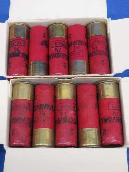 Two boxes (50 total) of Federal seconds 12-gauge #2 mag shotgun shells ...