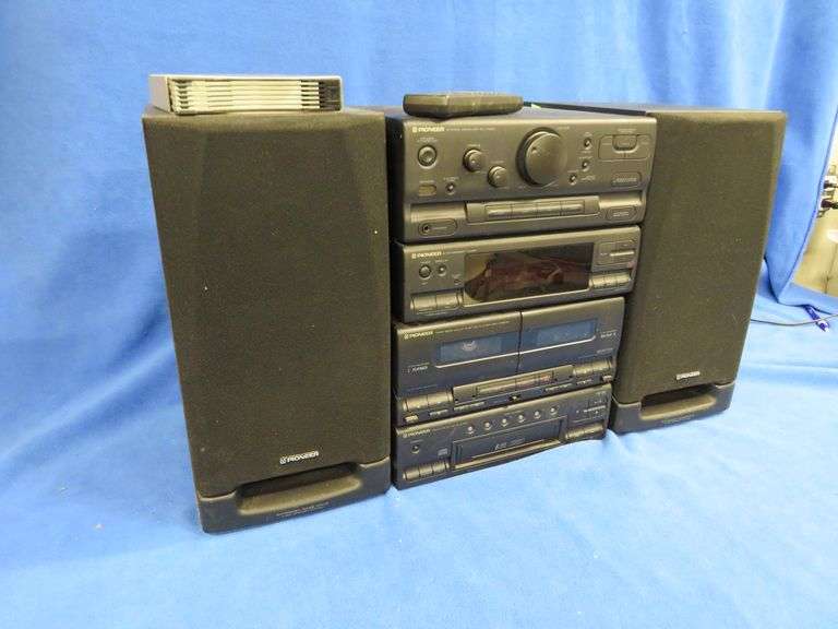 Pioneer sound system including dual cassette, receiver, multi CD player ...