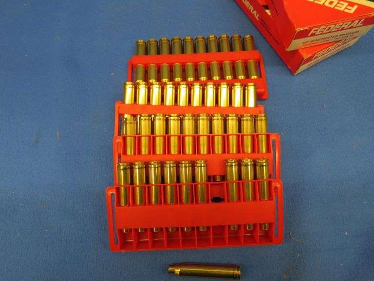 40 empty 300 Win Mag casings for reloading and 15 vintage Remington 12 ...