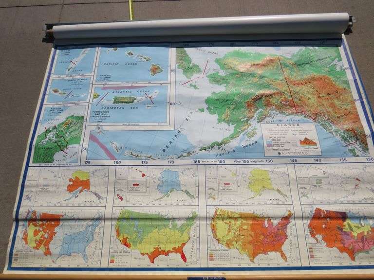 Pull-down US sculptural relief and political map of all 50 states. Very ...