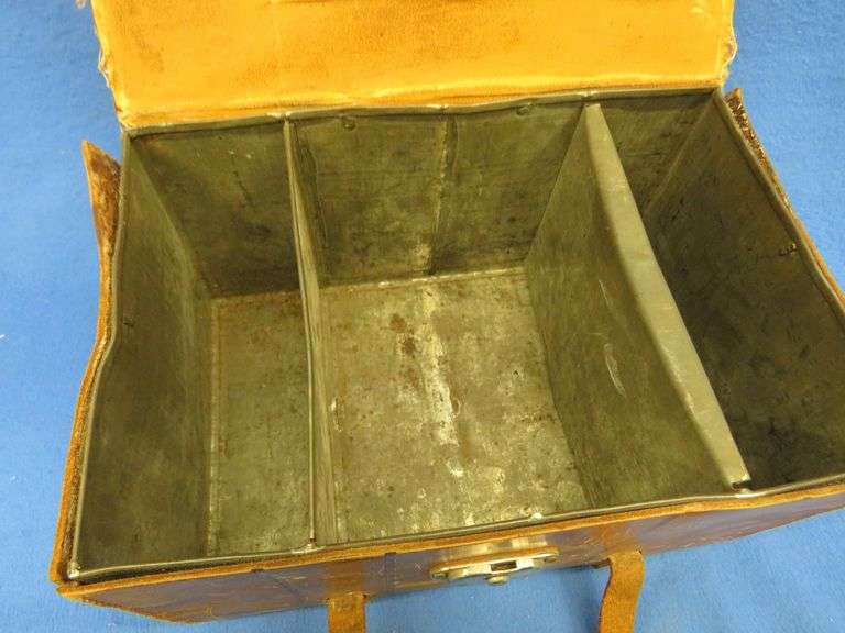 Vintage lead-lined box wrapped in leather - AAA Auction and Realty