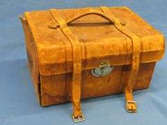 Vintage lead-lined box wrapped in leather - AAA Auction and Realty