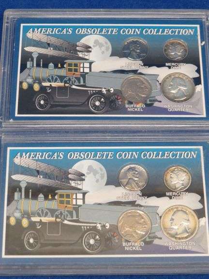 Two "America's Obsolete Coin Collection" sets each including a silver ...