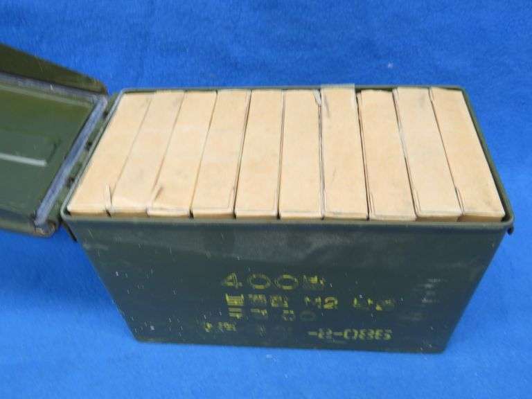 Military ammo can with 400 rounds of 30-06 M2 rifle ammunition. Twenty ...