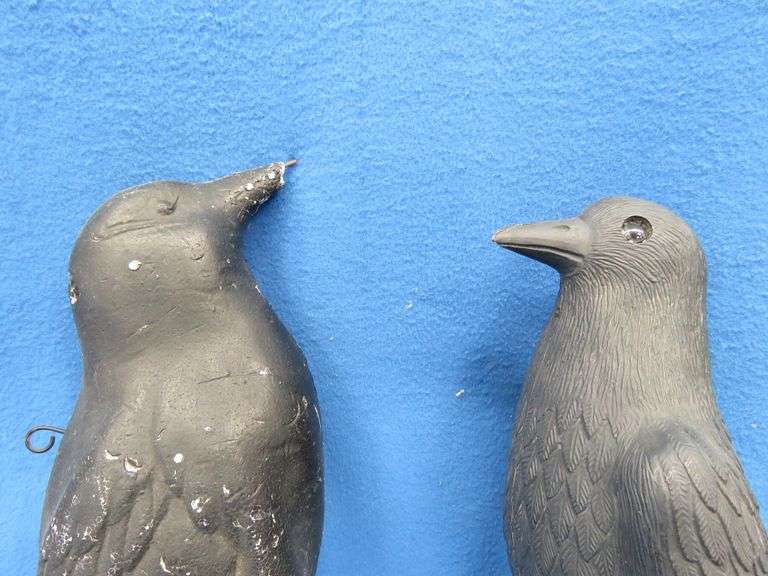 Two crow decoys. Styrofoam and plastic - AAA Auction and Realty