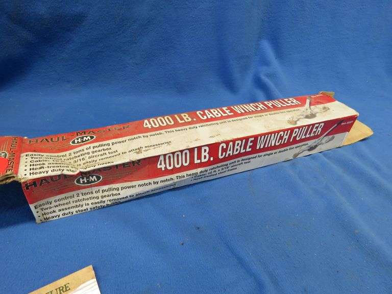 4000 lb cable winch puller, appears unused - AAA Auction and Realty