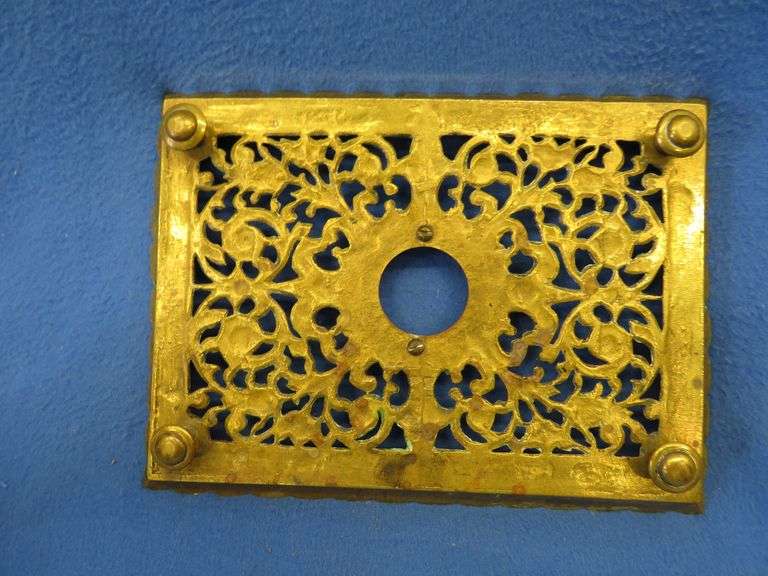 Cast brass filigree piece, Asian-themed jewelry box made in Japan, and ...