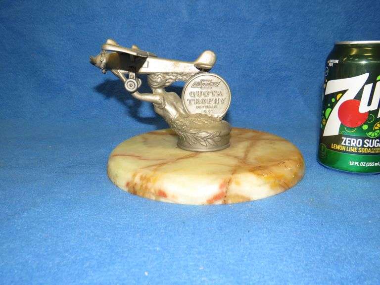 1927 Chevrolet radiator cap quota trophy on a marble base - AAA Auction ...