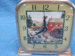 Lux wind-up stream and (non-turning) watermill animated alarm clock ...