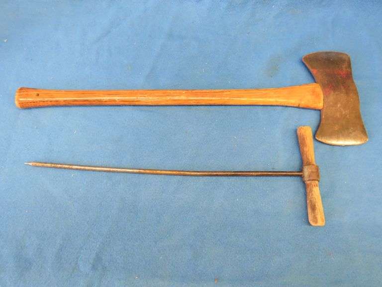 Double-bit ax and a T-handle spike - AAA Auction and Realty