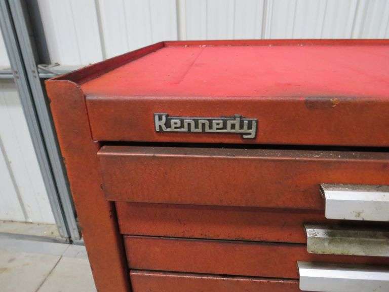 Rolling Kennedy toolbox with 8 drawers and contents, the bottom drawer ...