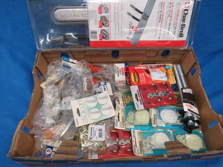 All new-in-the-package hardware store items including hinges, handles ...