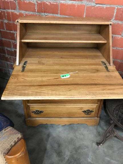 WOODEN DROP FRONT SECRETARY DESK, - Auctions and Services Unlimited