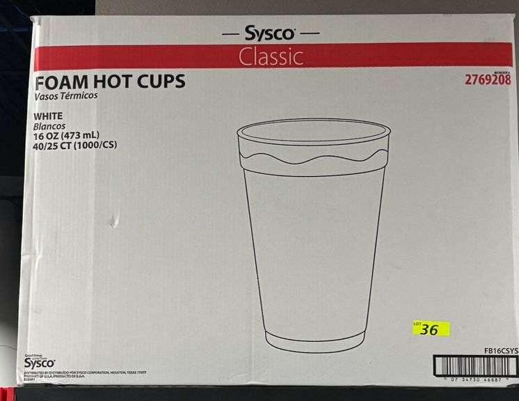 SYSCO FOAM HOT CUPS - Auctions and Services Unlimited