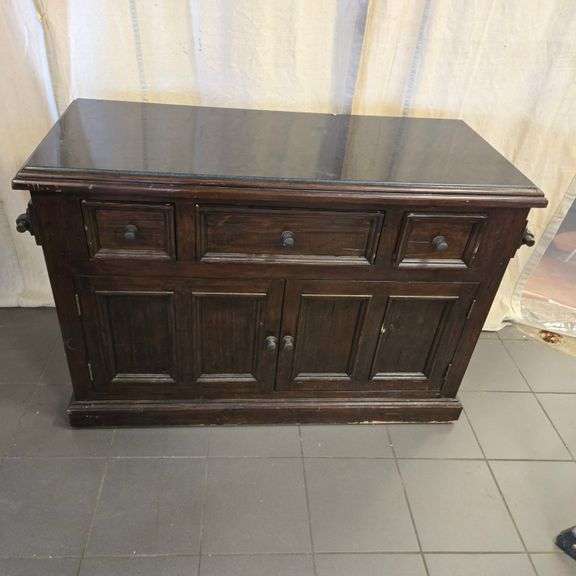 Wooden Cabinet with 3 Pass Through Drawers and Granite Table Top - 51 ...