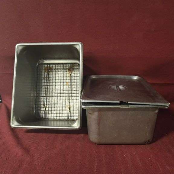 (2) Half Size 6" Deep Stainless Steel Hotel Pans with Lids and False ...