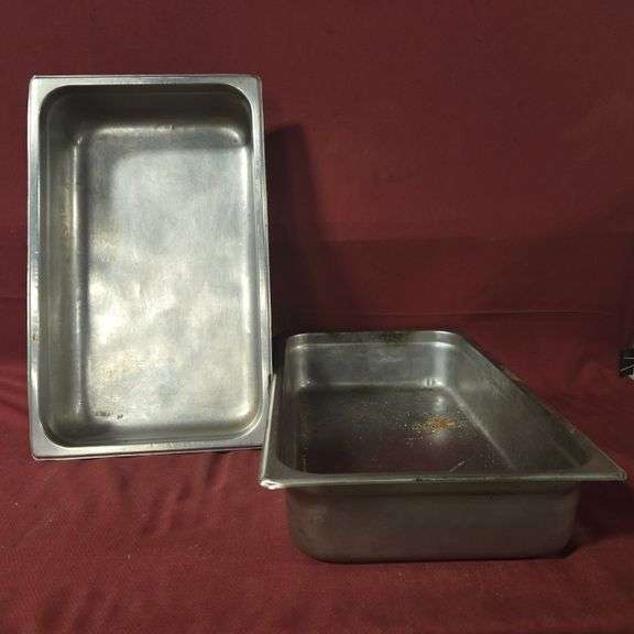 (2) Full Size 4" Deep Stainless Steel Hotel Pans - Acesbid