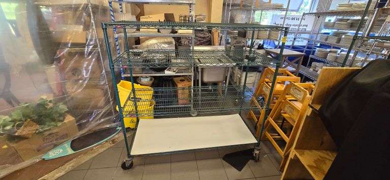 Metro Style 4 Tier Epoxy Coated Shelving Unit on Casters - Acesbid