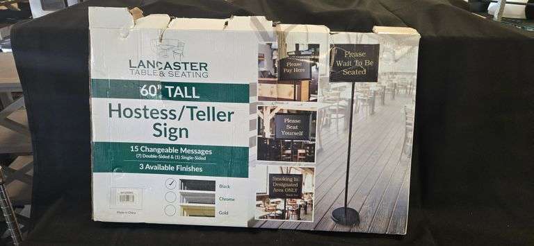 New Lancaster 60" Tall Hostess Sign with 15 Messages - Acesbid