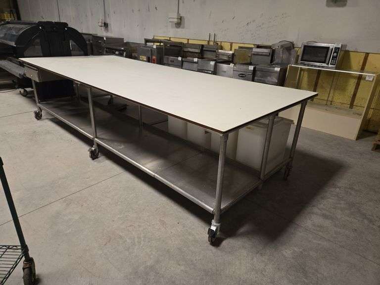 1" Polycarbonate Top Bakers Table with 2 Drawers and Stainless Steel ...
