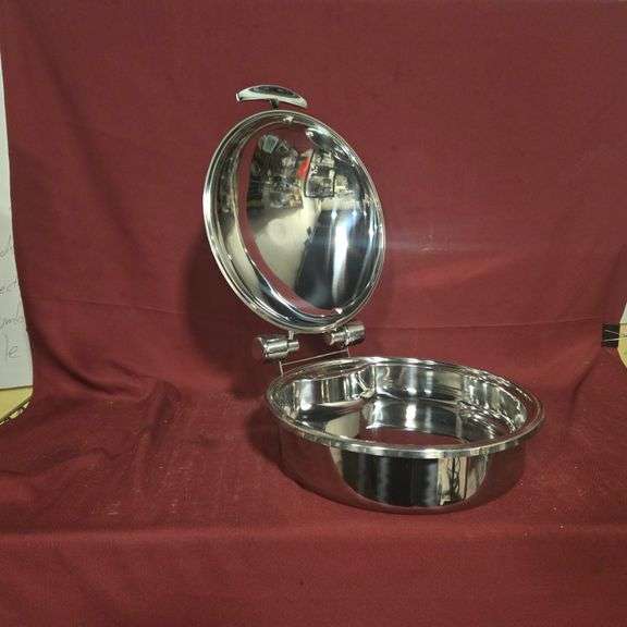 Stainless Steel Sterno with Hinged Lid and Stainless Insert - Acesbid