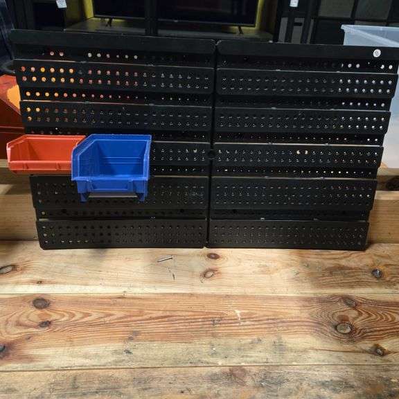 Wall Mount Shelf with Modular Bin System & Assorted Bins - Acesbid