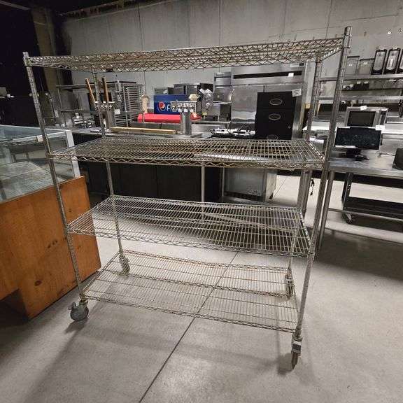 Metro Style 4 Tier Chrome Shelving Unit on Casters - 60" x 24" x 69 ...