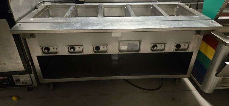 Aladdin 5 Well Steam Table on Casters - 74" x 36.5" x 37" - NEMA 5-50P ...
