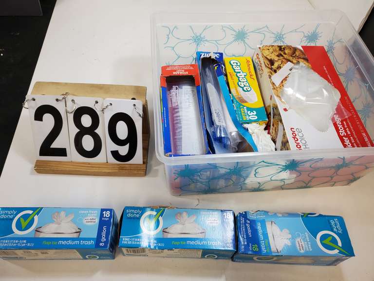 Small Clear Tote W/ Small Trash Bags - Storage Bags - Adcock Britz Auctions